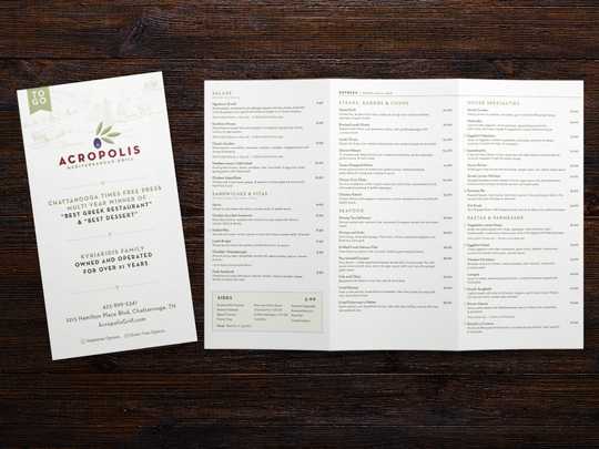 Acropolis Grill Greek Food Menu & Sticker Print - Riverworks Marketing