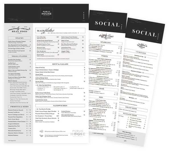 Public House Menus Print - Riverworks Marketing