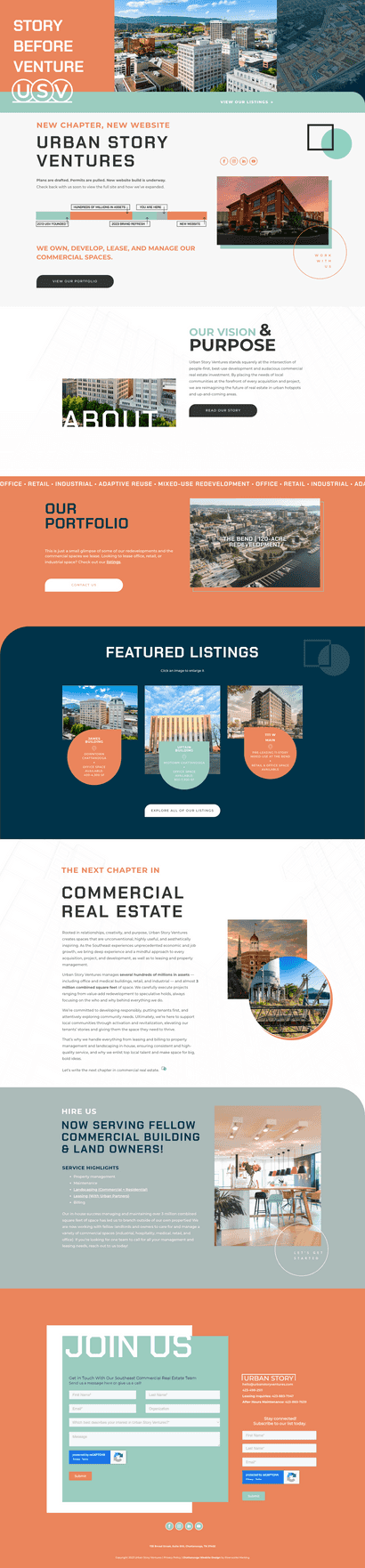 Urban Story Ventures Landing Page Design - Riverworks Marketing