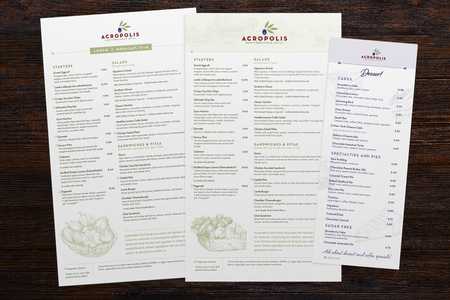 Acropolis Grill Greek Food Menu & Sticker Print - Riverworks Marketing