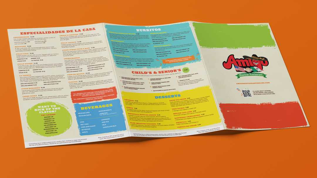 Amigo Mexican Restaurant Menu Design - Riverworks Marketing